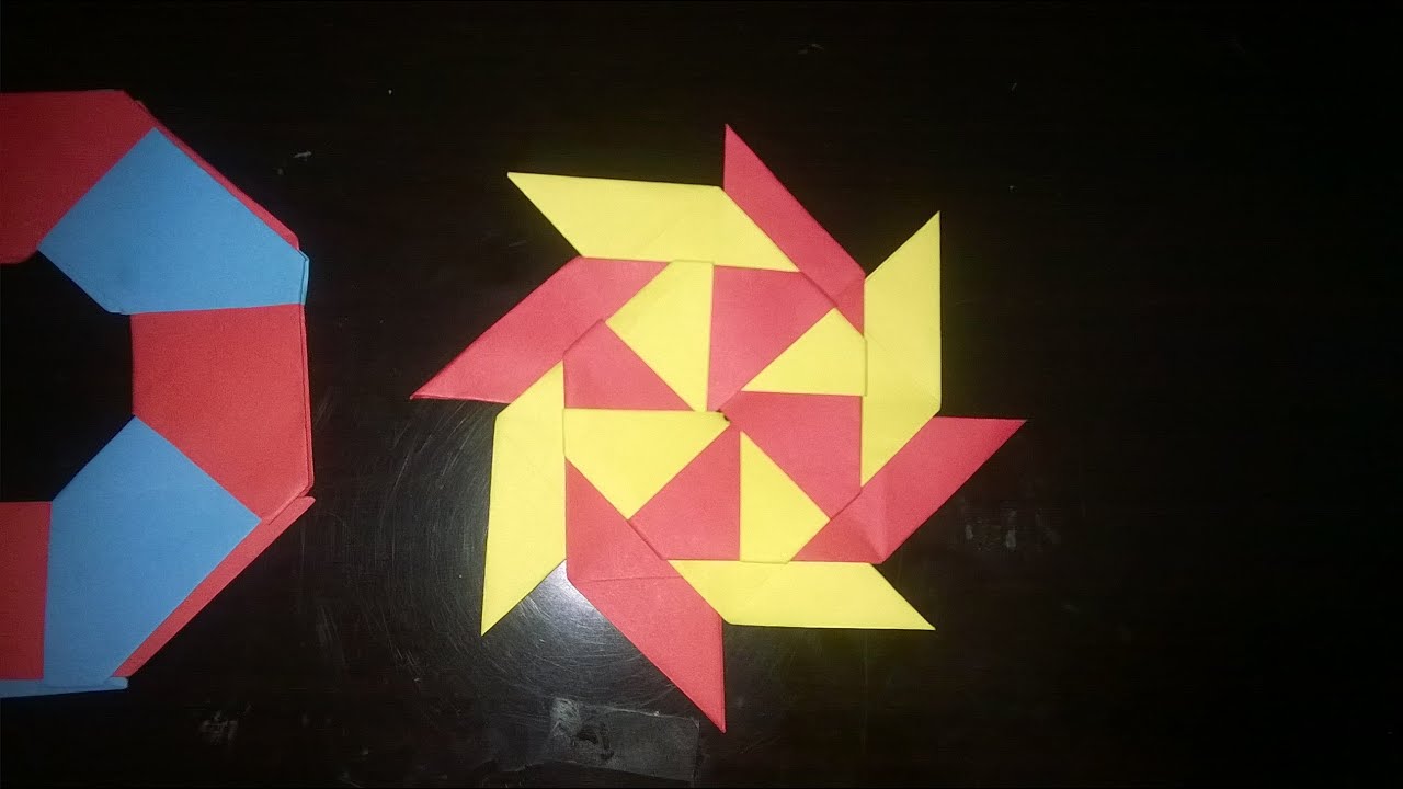 Transforming Ninja star - 8 Pointed (shuriken): Origami 14 - YouTube