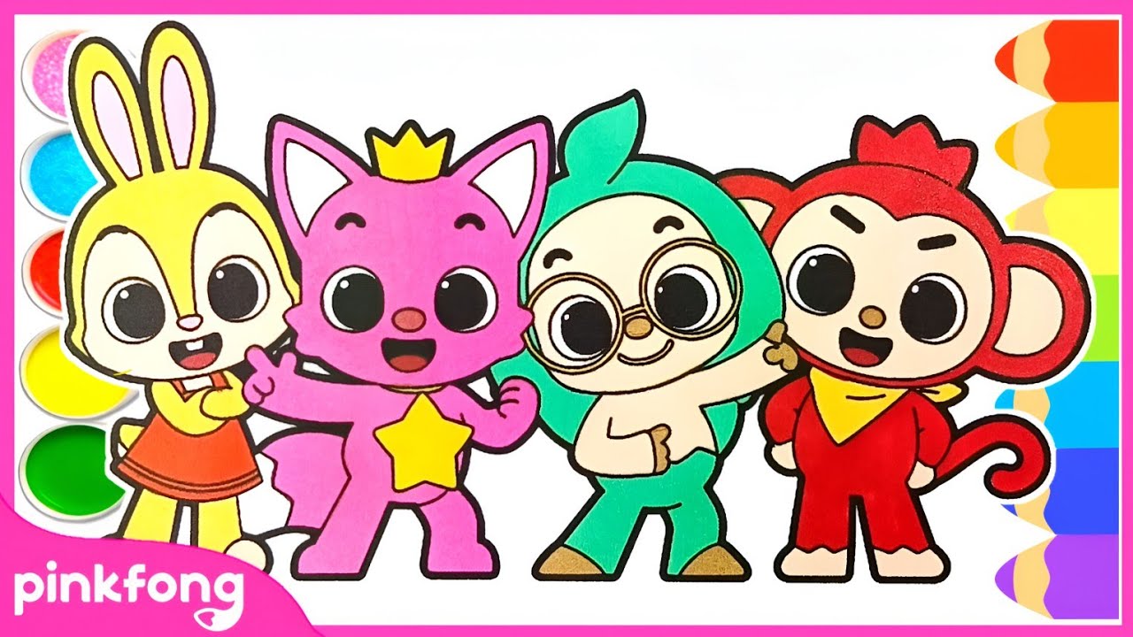Coloring Pinkfong Hogi Jeni and Poki | Hogi Pinkfong Wonderstar ...