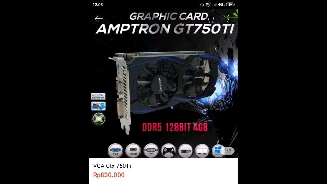 Buka paket vga card gtx 750 ti amptron 128 bit gddr5 # ...