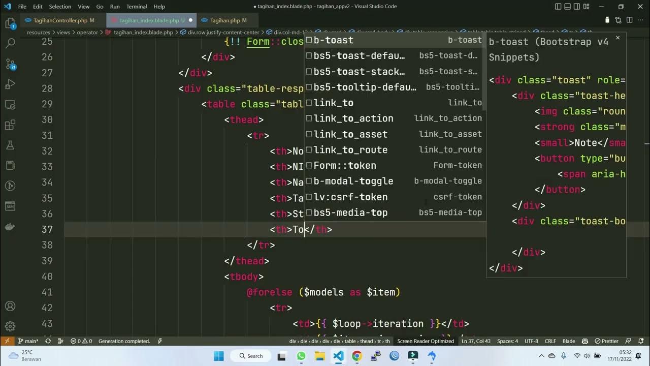 Laravel Proyek #53 Modifikasi Tagihan Index - YouTube