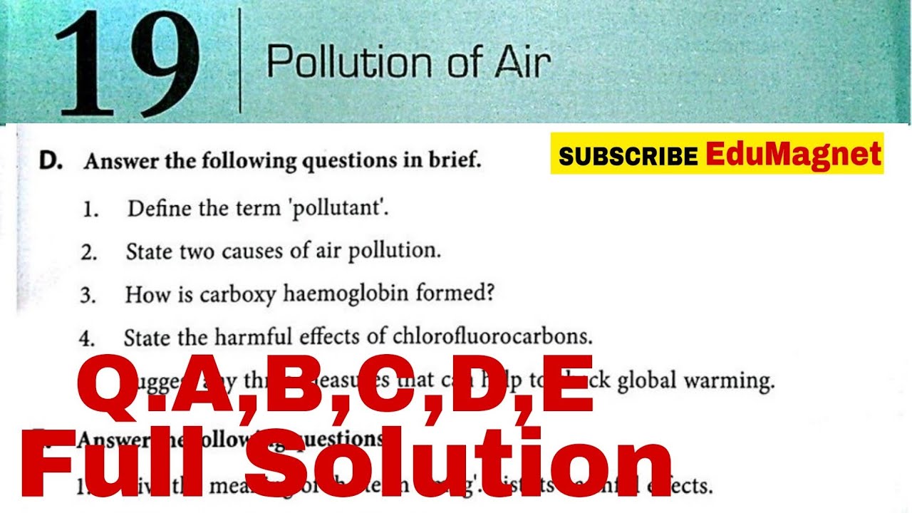 DAV CLASS 8 SCIENCE CHAPTER 19 POLLUTION OF AIR QUESTION ANSWER ...