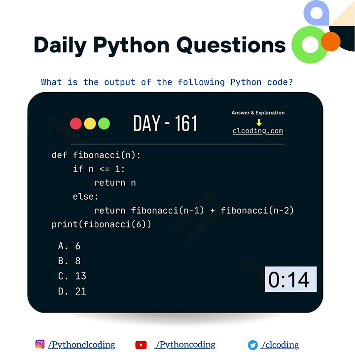 Python Coding challenge - Day 161 | What is the output of the following Python Code? #coding ...