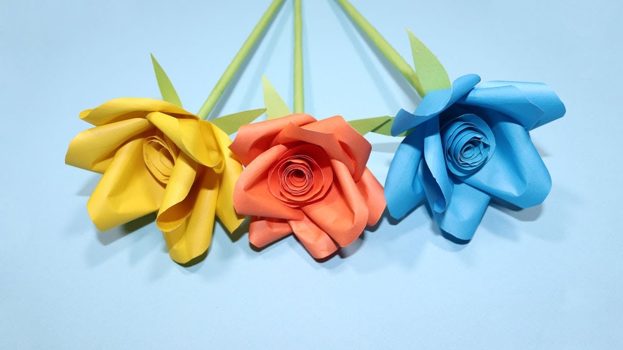 How to Make Paper Rose - Very Easy and Simple Paper Rose - DIY Paper ...