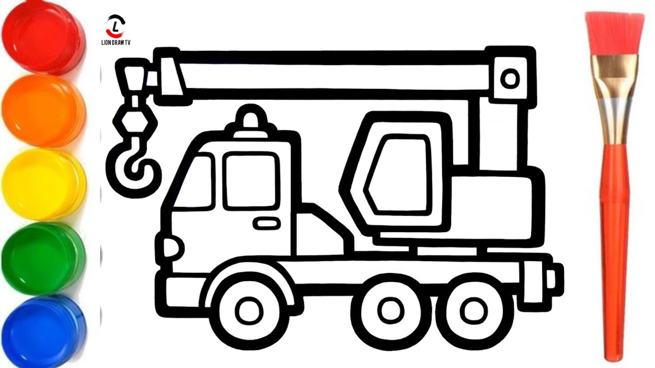 How to Draw jcb crane drawing, Painting and Coloring for Kids ...
