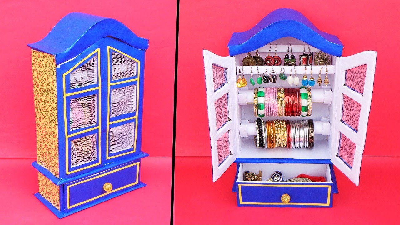 DIY Jewellery Organizer/ Bangle Stand Making at home/ Best out of waste ...