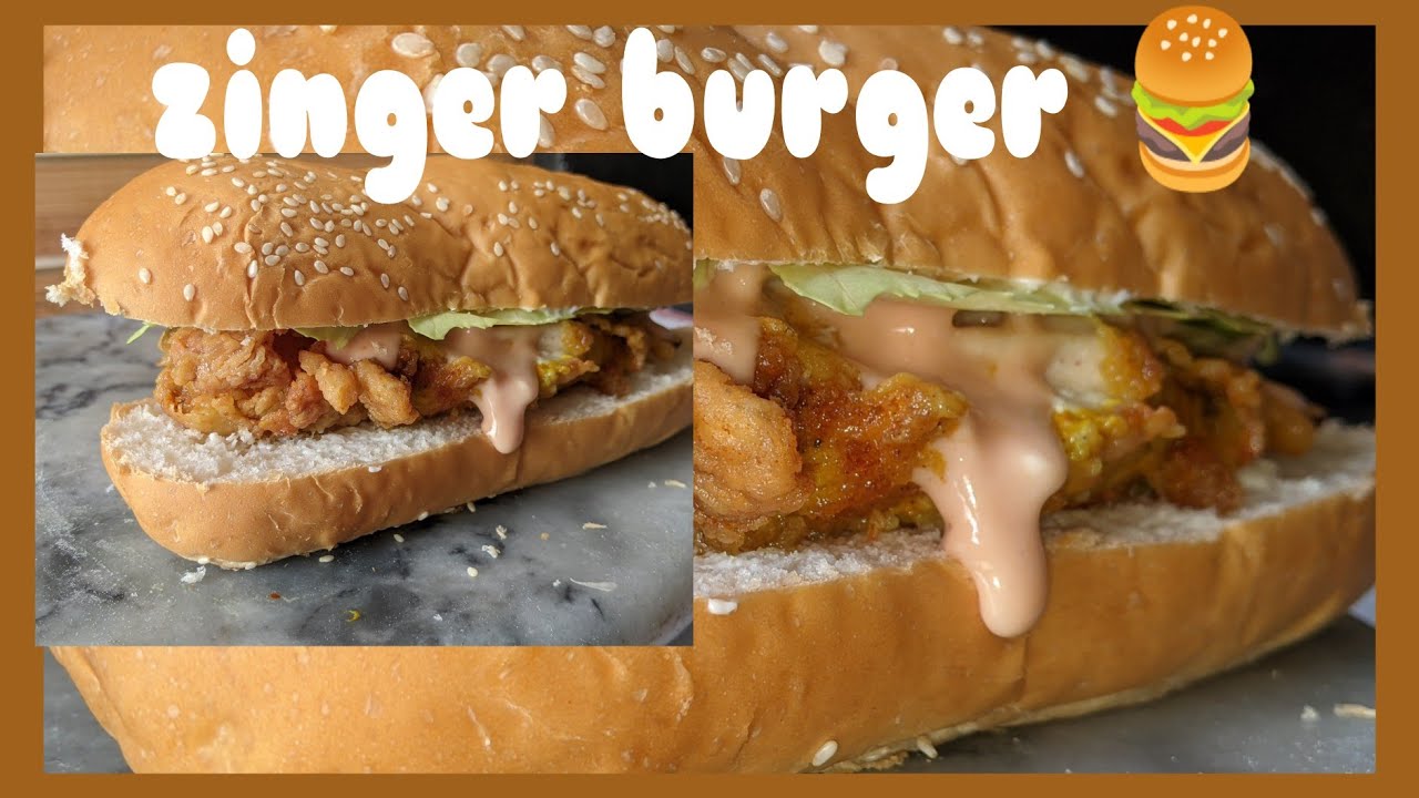KFC Style Zinger Burger Recipe | زنگر برگر | Crispy Chicken Burger 🍔 ...