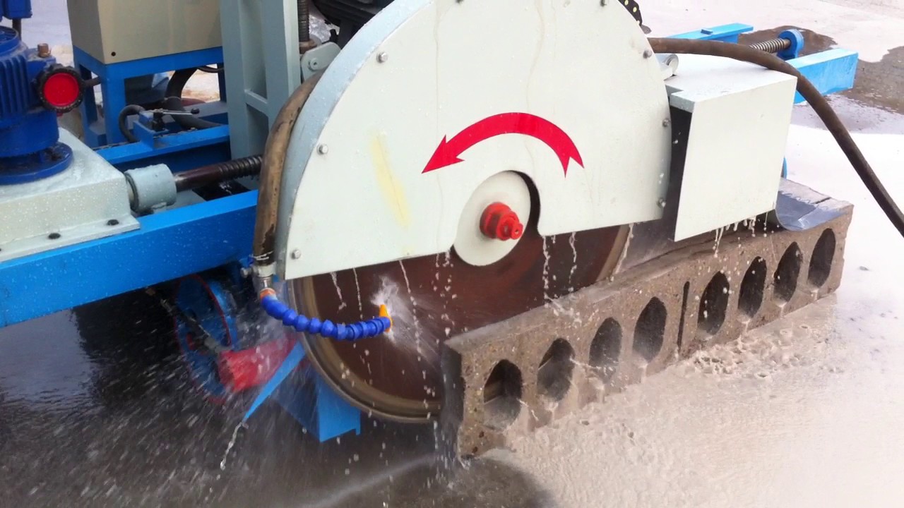 Prestressed concrete hollow core slab cutting machine - YouTube