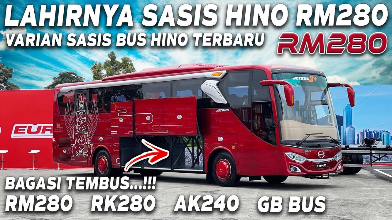 LAHIRNYA HINO RM280...!!! VARIAN SASIS BUS HINO EURO4 TERBARU 2022 ...