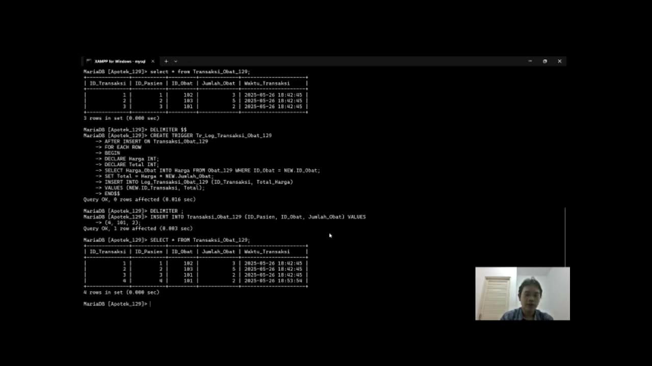 Implementasi penggunaan Trigger, Stored Procedure, DCL pada database - YouTube