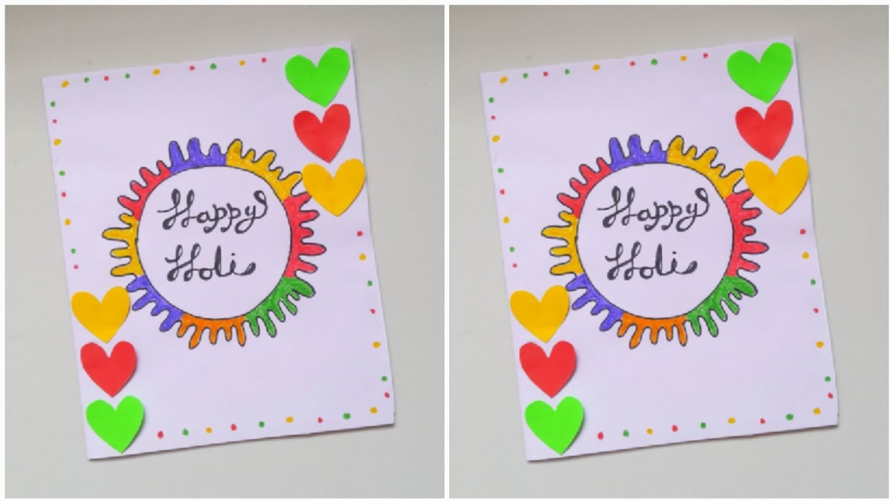 Happy Holi Card Ideas / Holi Special Greeting Card Making / Easy White ...