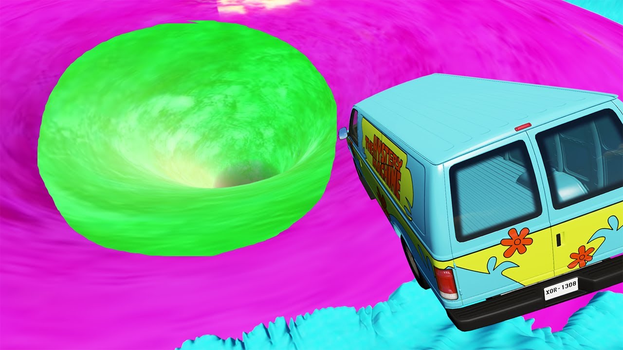 Car Jumping Into PINK SLIME LAVA Vortex Leap Of Death - BeamNG.Drive ...