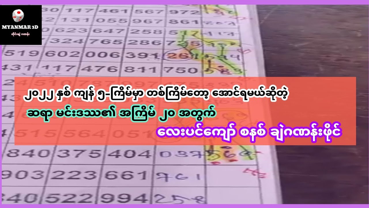 3d ဆရာ မင်းဒဿ၏ အကြိမ် 20 အတွက် အကြိုက်ဆုံး ချဲဂဏန်း 3d Thailottery 3dmyanmar Youtube