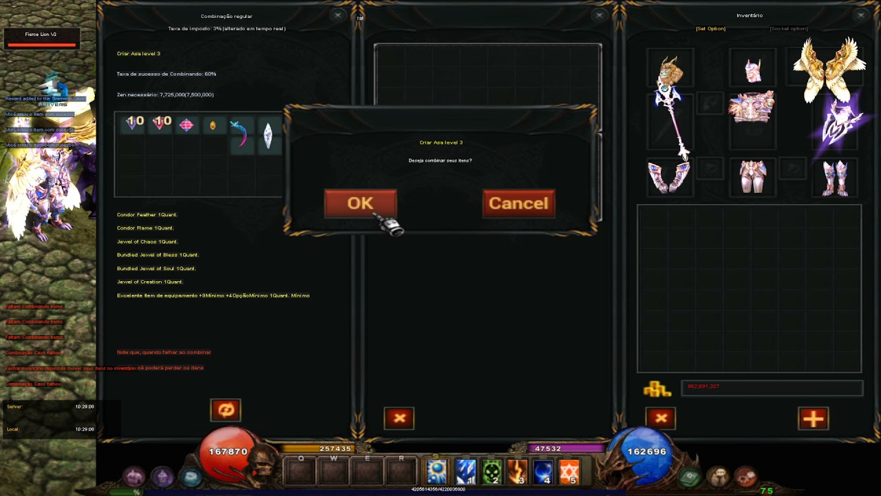 Mu Online Create Wings lvl 3 - YouTube