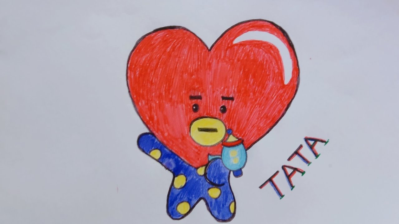 How to draw BT21 TATA . - YouTube