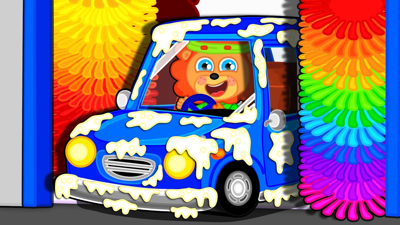Lion Family | Car Wash Day - Let's Wash the Car - Fun Story | Cartoon ...