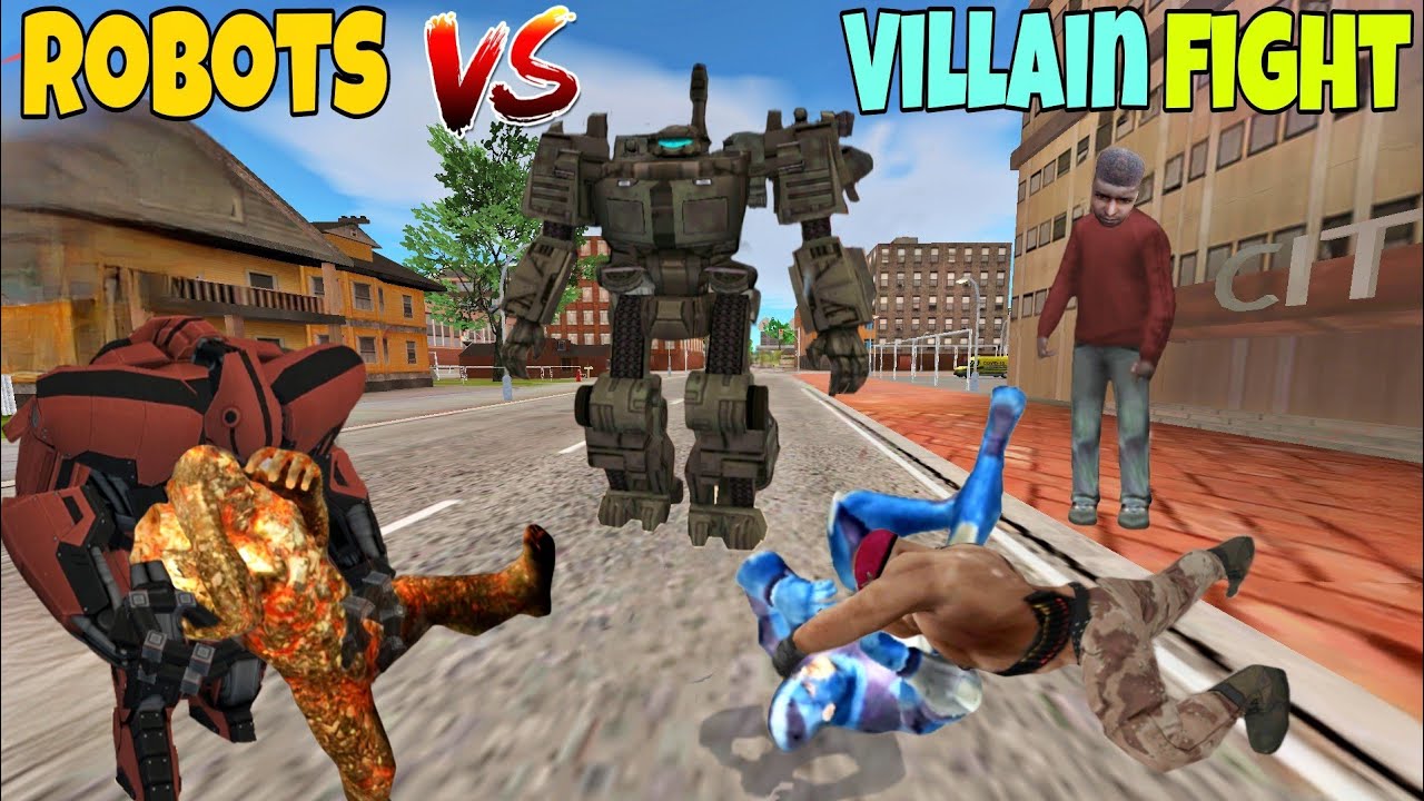 Robot Vs Villain Fight With Rope Hero । Rope Hero Vice Town । Rope Hero ...