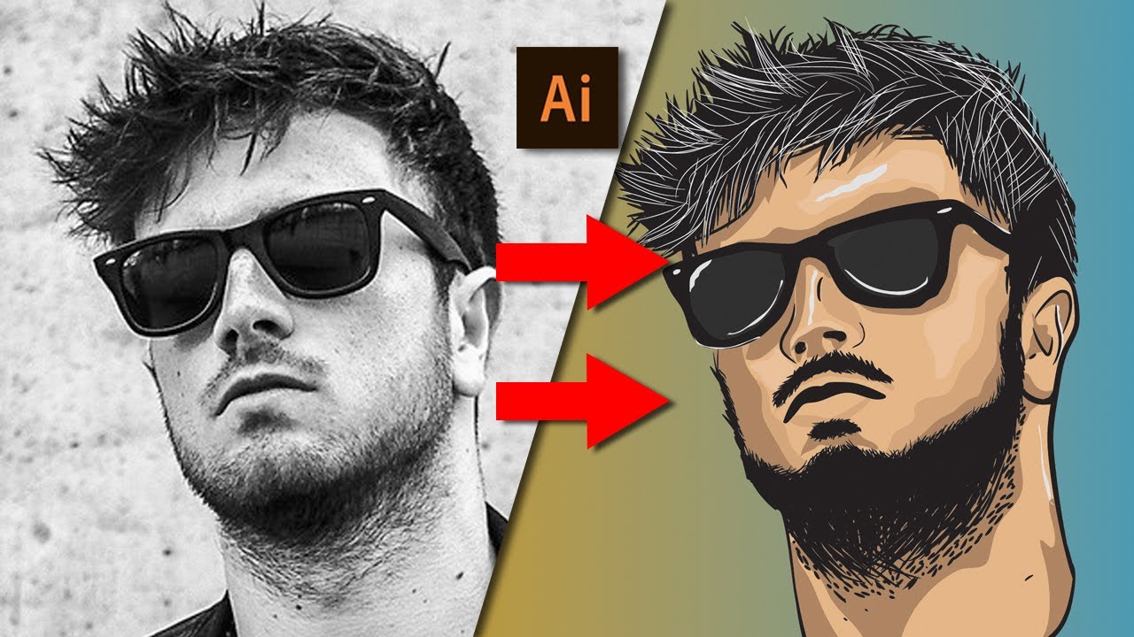 How to Draw Portrait Man | In ADOBE ILLUSTRATOR - YouTube