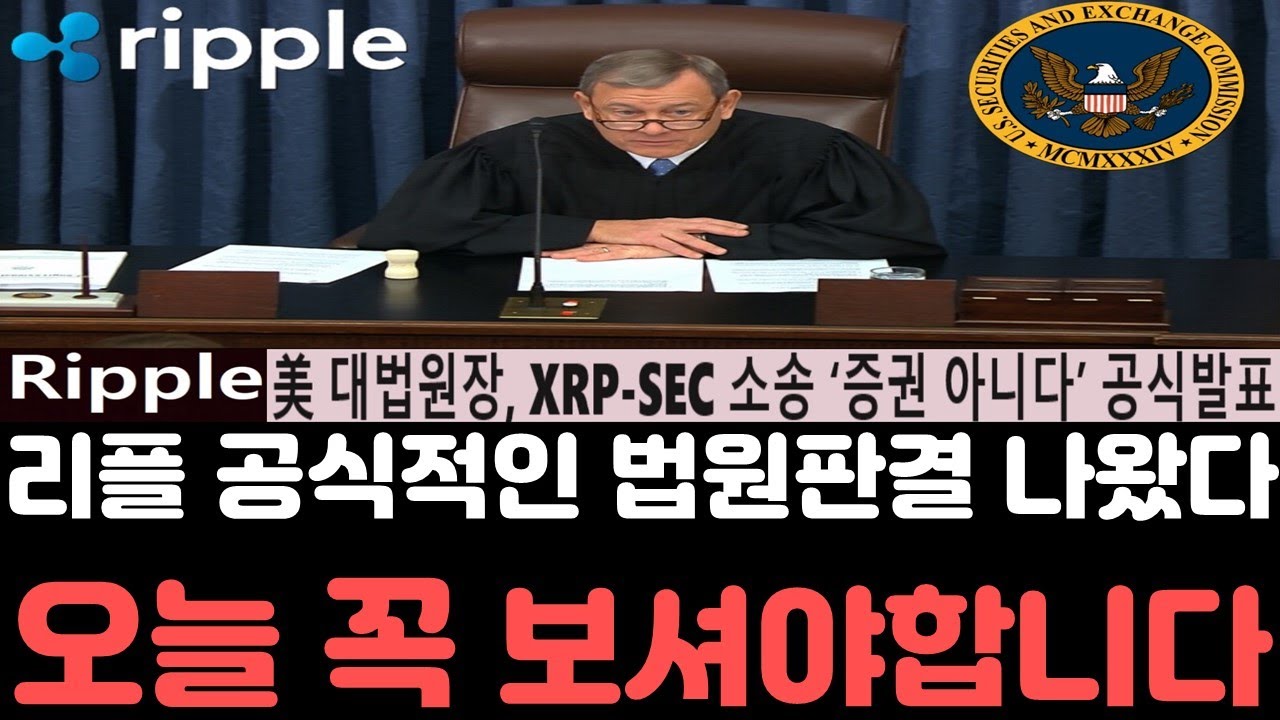 리플전망 리플 Xrp 손절한 개인투자자들 어쩌나미국대법원장 직접 판결한 소식 오늘 영상은 꼭 보셔야합니다 리플전망 리플호재 리플급등 리플코인 리플소송