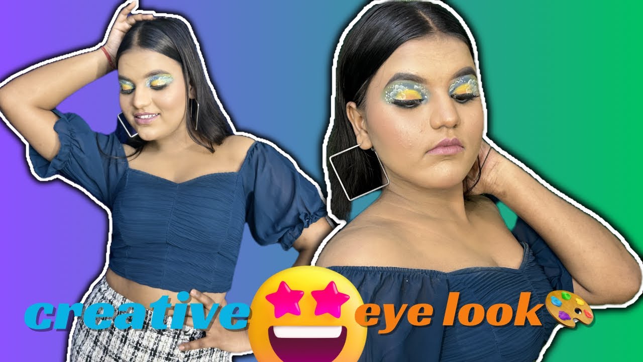 Creative eye look B try kiya ️🤗 @shinninggaze1624 #youtube #makeup # ...