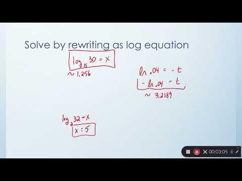 Rewriting Exponential Equations as Logs Ch 6.6 Exponential and Log ...