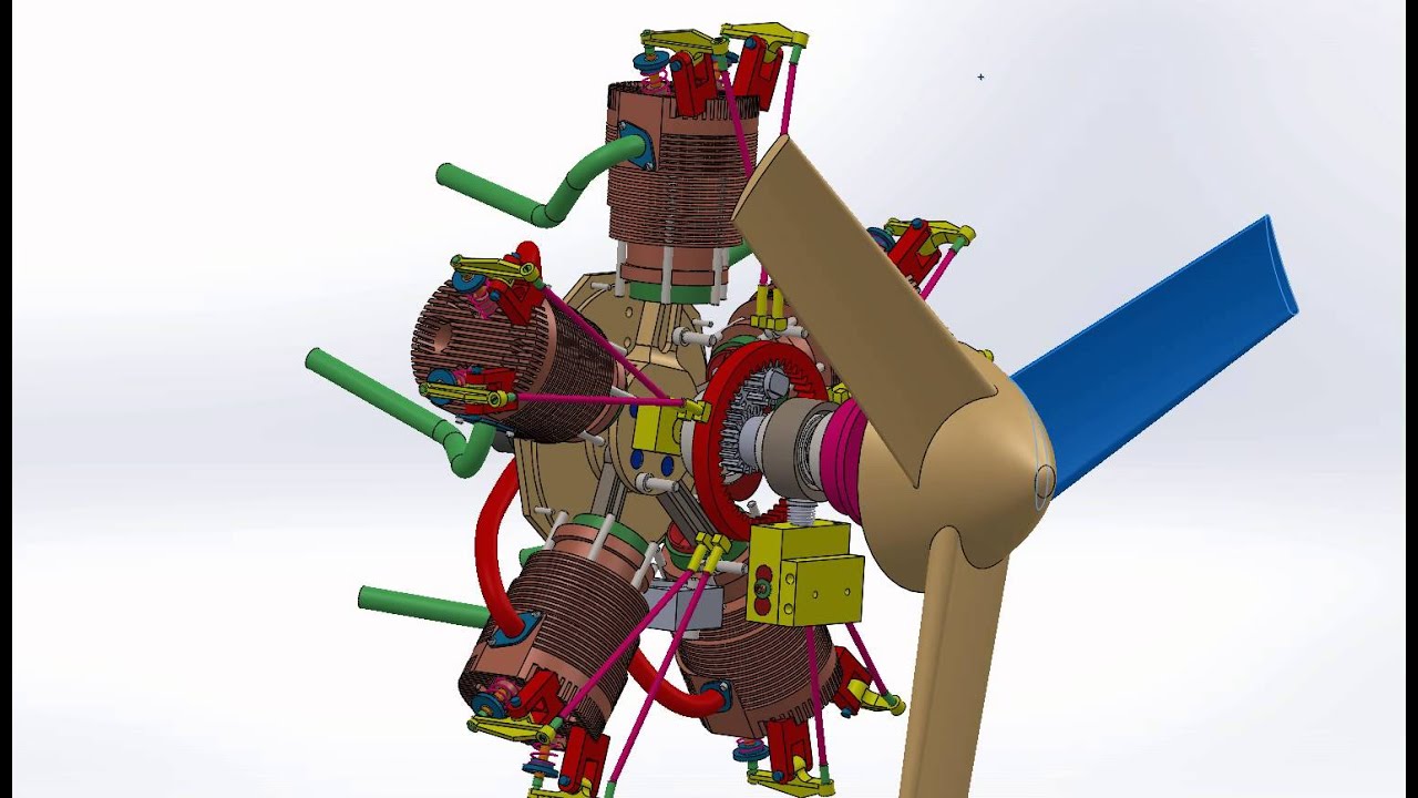 SOLIDWORKS RADIAL AIRPLANE ENGINE - YouTube