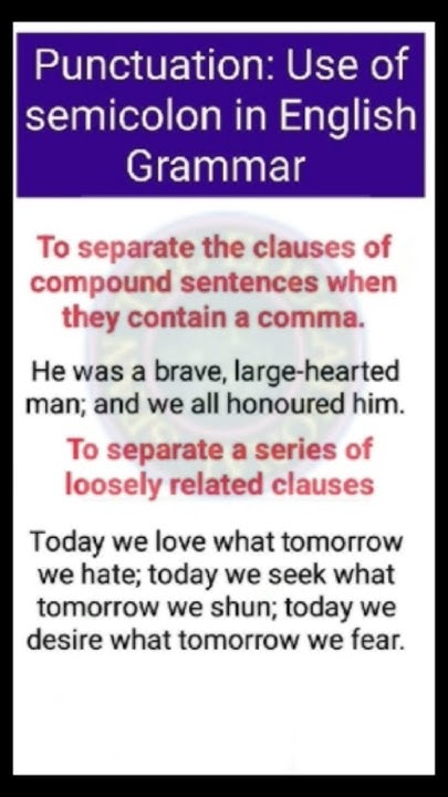 Use of semicolon in English Grammar | How to use punctuation correctly ...