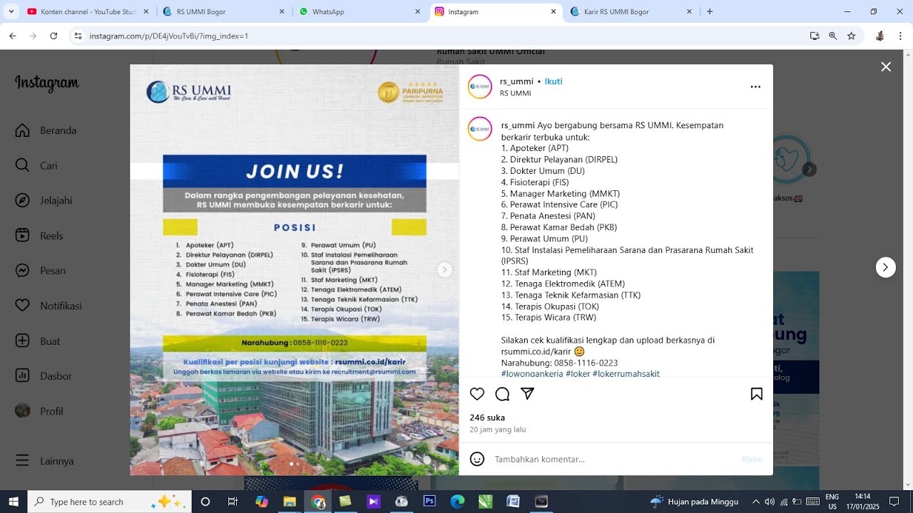 LOWONGAN BESAR BESARAN BERBAGAI POSISI DI RS UMMI TERBARU !!! SEGERA DAFTAR - YouTube