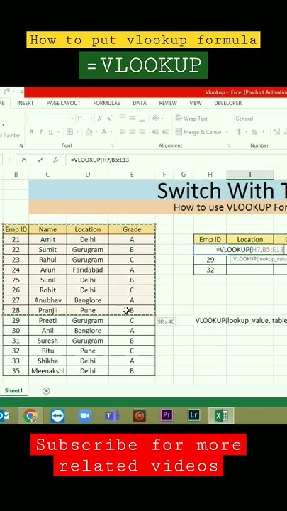 Vlookup Formula in Excel #shorts #excel #vlookup - YouTube