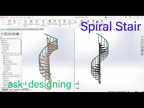 HOW TO MAKE SPIRAL STAIR 3D MODEL IN SOLIDWORKS #STAIR #ask_designing # ...