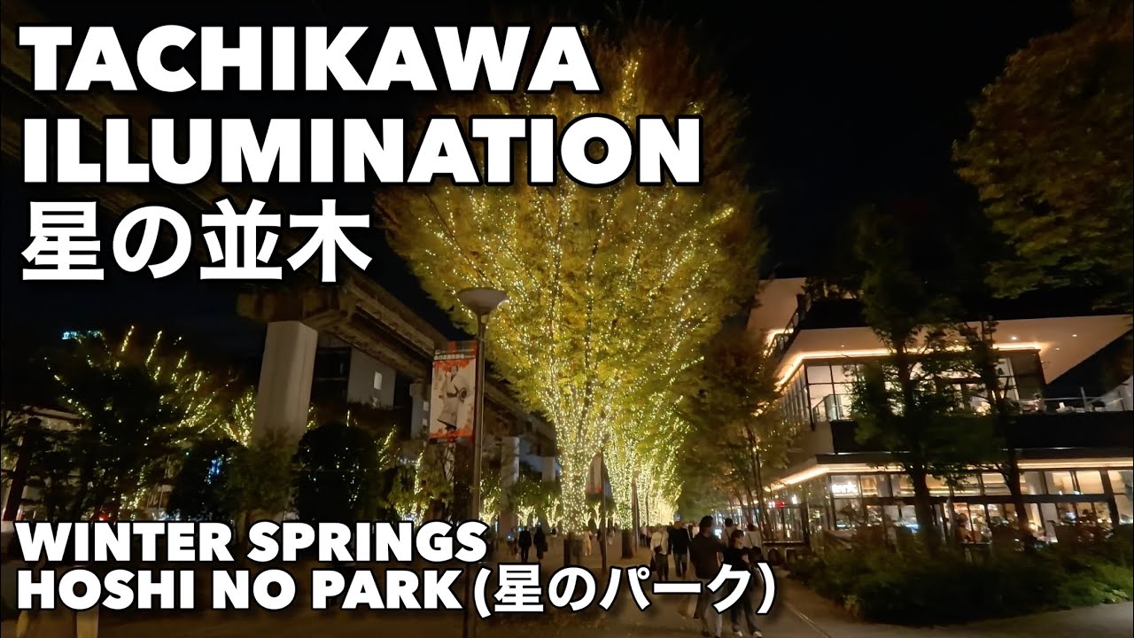 Winter Walk Tachikawa: Hoshi no Park Winter Springs Illumination - YouTube
