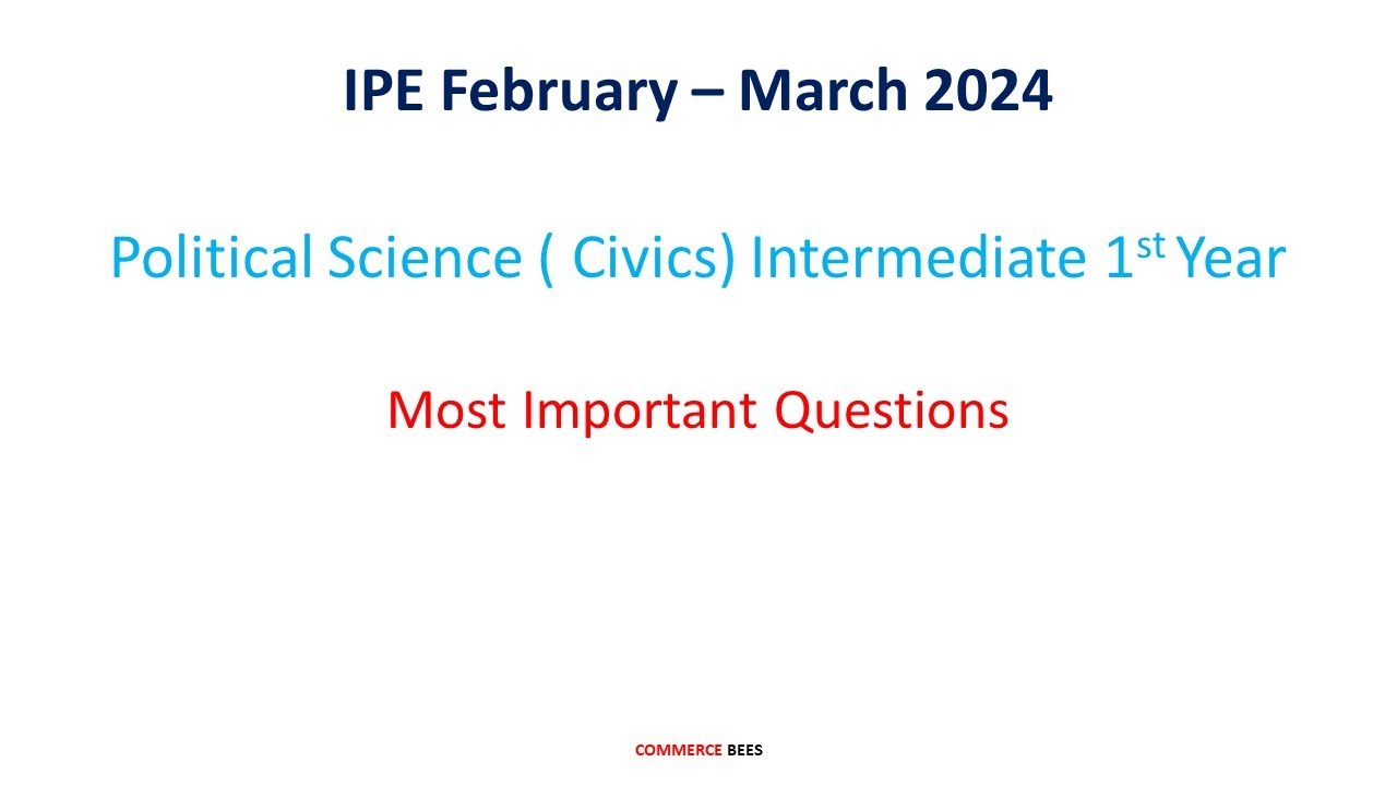 Political Science (Civics) Intermediate 1st Year Important Questions ...