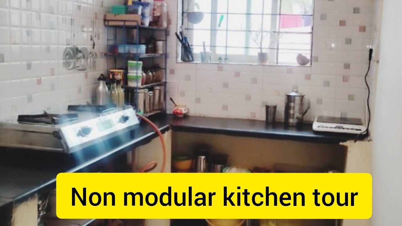 KITCHEN TOUR🏠|Non modular kitchen tour|without shelf organization ideas ...