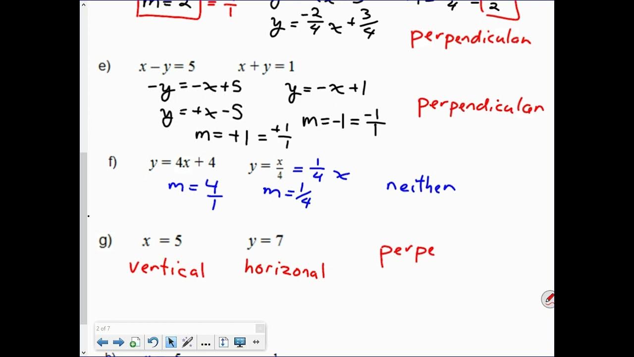 MPM2D 1 E Equations of Parallel and Perpendicular Lines - YouTube