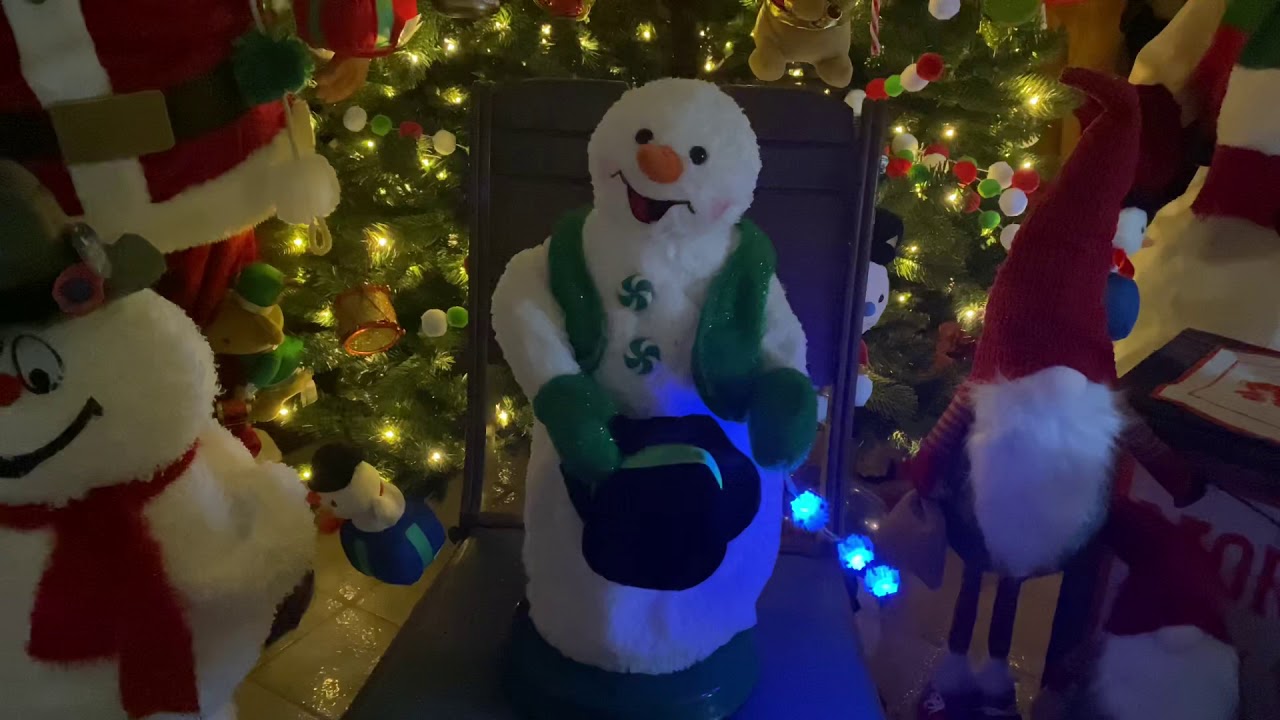Gemmy Animated Snowflake Spinning Snowman Christmas Decoration ( Green ...