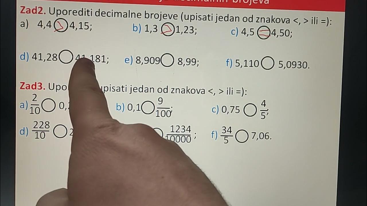 Uporedjivanje decimalnih brojeva - YouTube