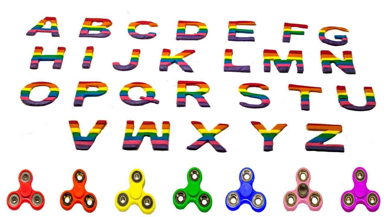 Learn Rainbow Alphabets with PlayDoh & Color Fidget Spinner |ABC song ...