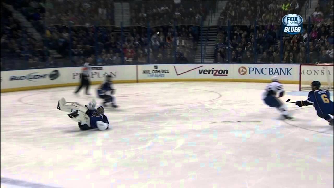 Ben Eager breakaway on Jaroslav Halak Mar 1 2013 Edmonton Oilers vs St ...