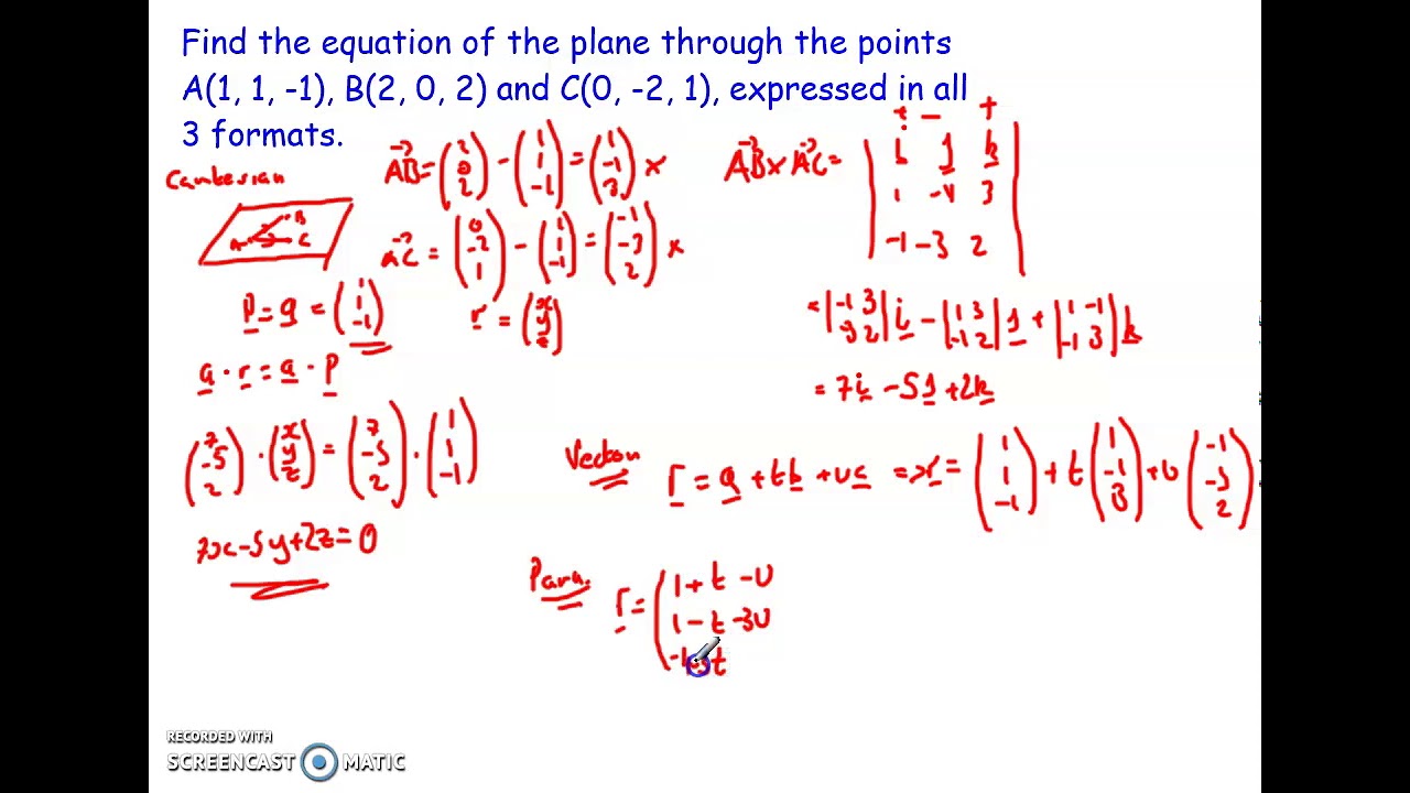 Vector and Parametric Equations of Planes Exercises - YouTube