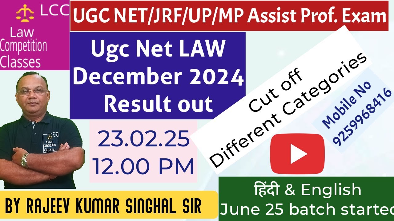 UGC NET LAW.JRF/Asst.Prof/ph.d.December 2024.RESULT OUT.CUTOFF ...