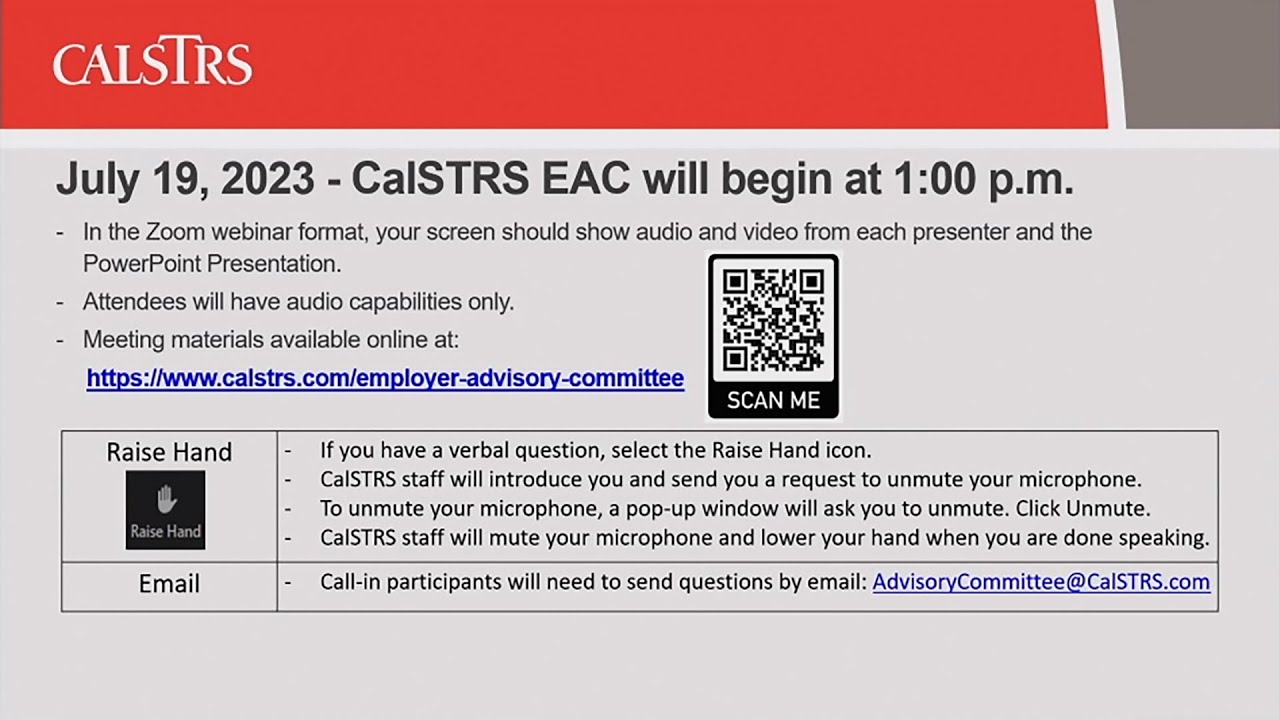 CalSTRS Employer Advisory Committee | July 19, 2023 - YouTube