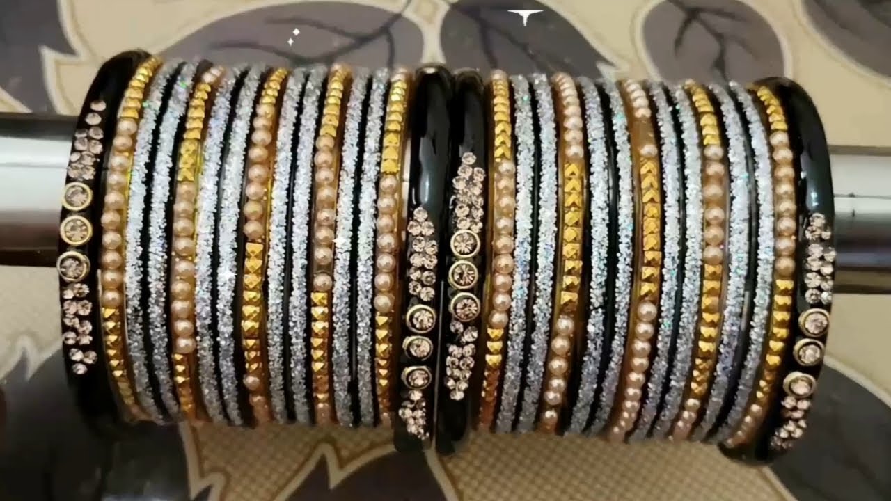 Black, Silver and golden Colour bangles set - YouTube