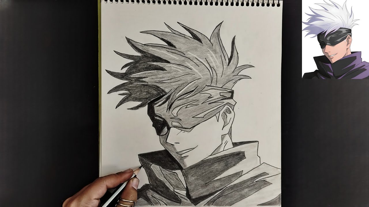 Satoru Gojo step by step drawing / how to draw Gojo anime character ...