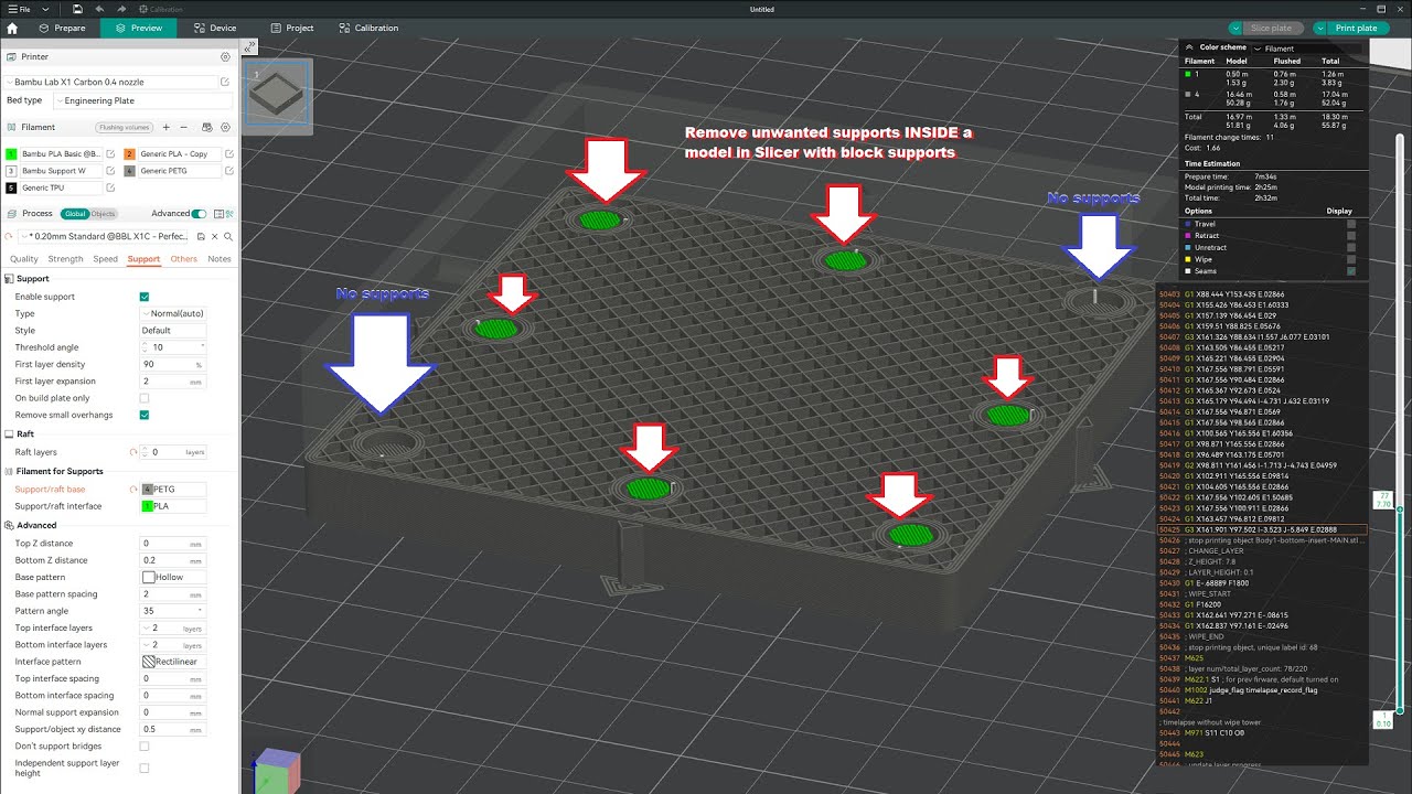 Orca/Bambu Slicer - How to block or prevent supports in openings inside ...