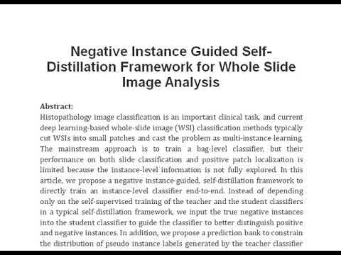 Negative Instance Guided Self Distillation Framework for Whole Slide Image Analysis - YouTube