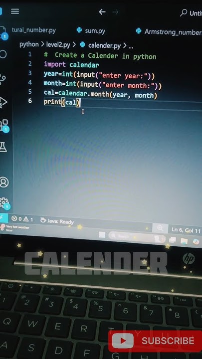 How to make a Calender in python Coding #coding #python #calender #shorts - YouTube