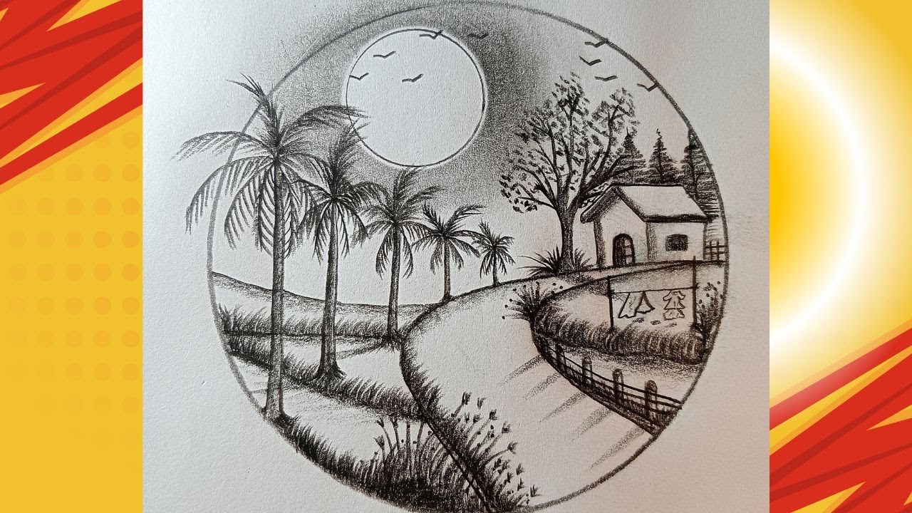 How to draw a beautiful sunny day scenery step by step - YouTube