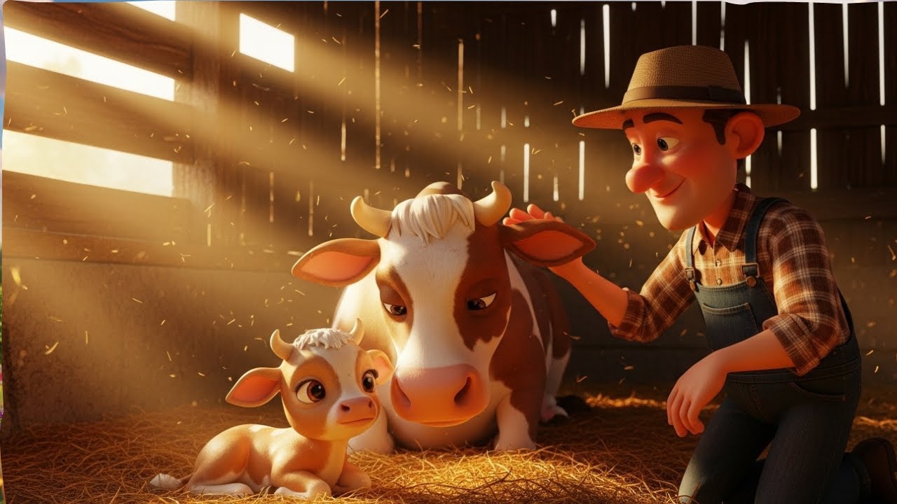 Baby Calf’s First Day | Farm Animal Story for Kids | Animal Rhyme - YouTube