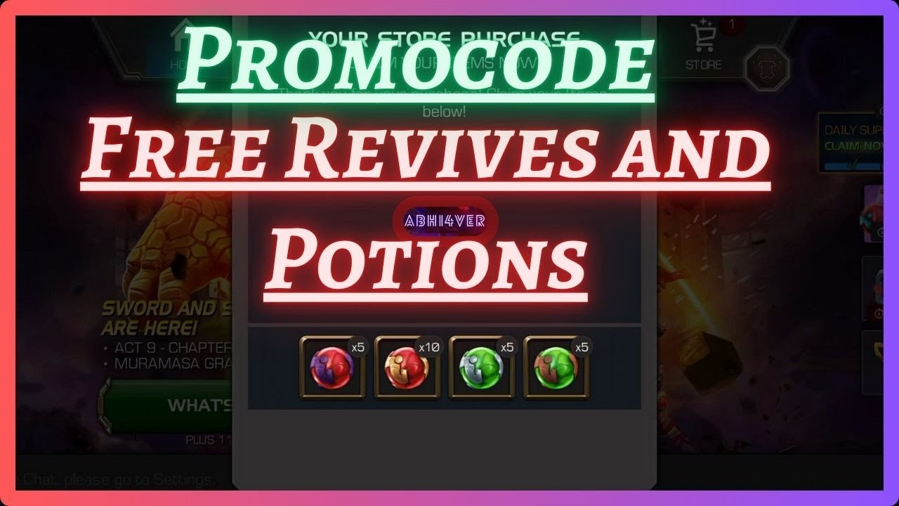 Free Revives and Potions PROMOCODE | MCOC | - YouTube