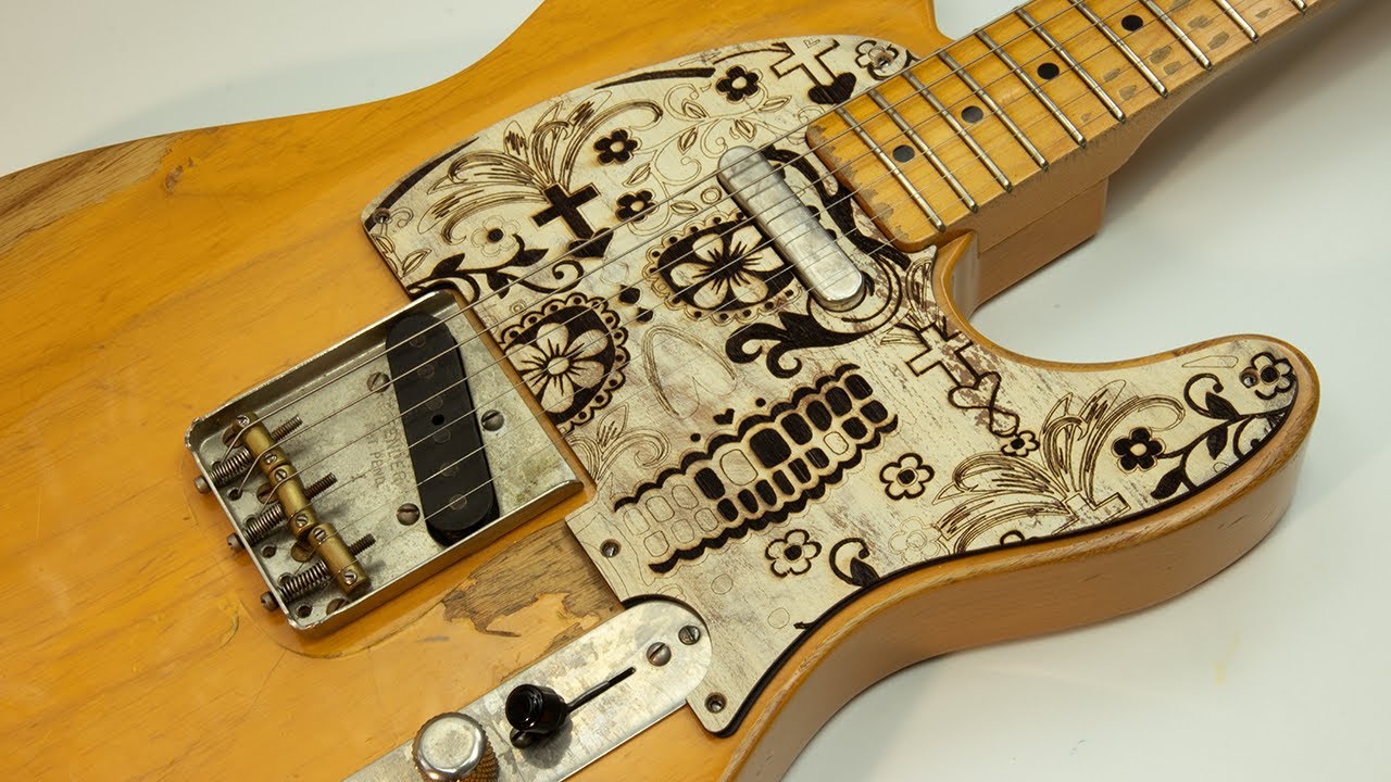 Telecaster Pickguard Tele 52 Vintage Cream Skull - YouTube