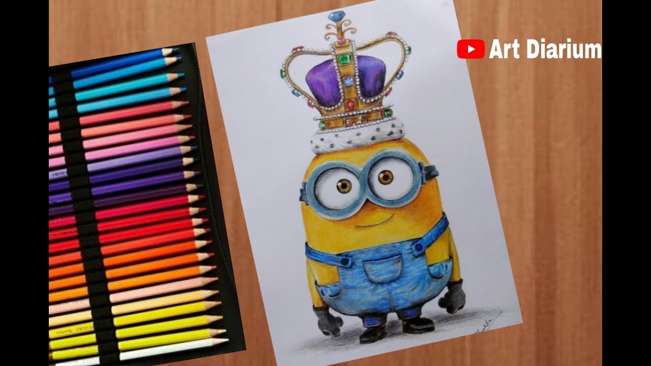 King Bob (Minions) : Speed drawing with colored pencils - YouTube